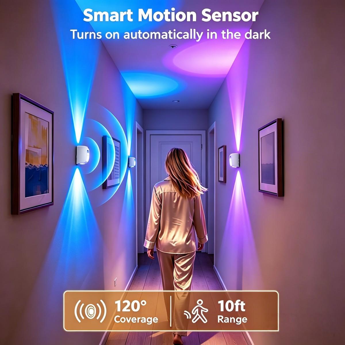 Magnetic LED Wall Sconce, 16 Color Changing RGB Wall Light, Led Mood ...