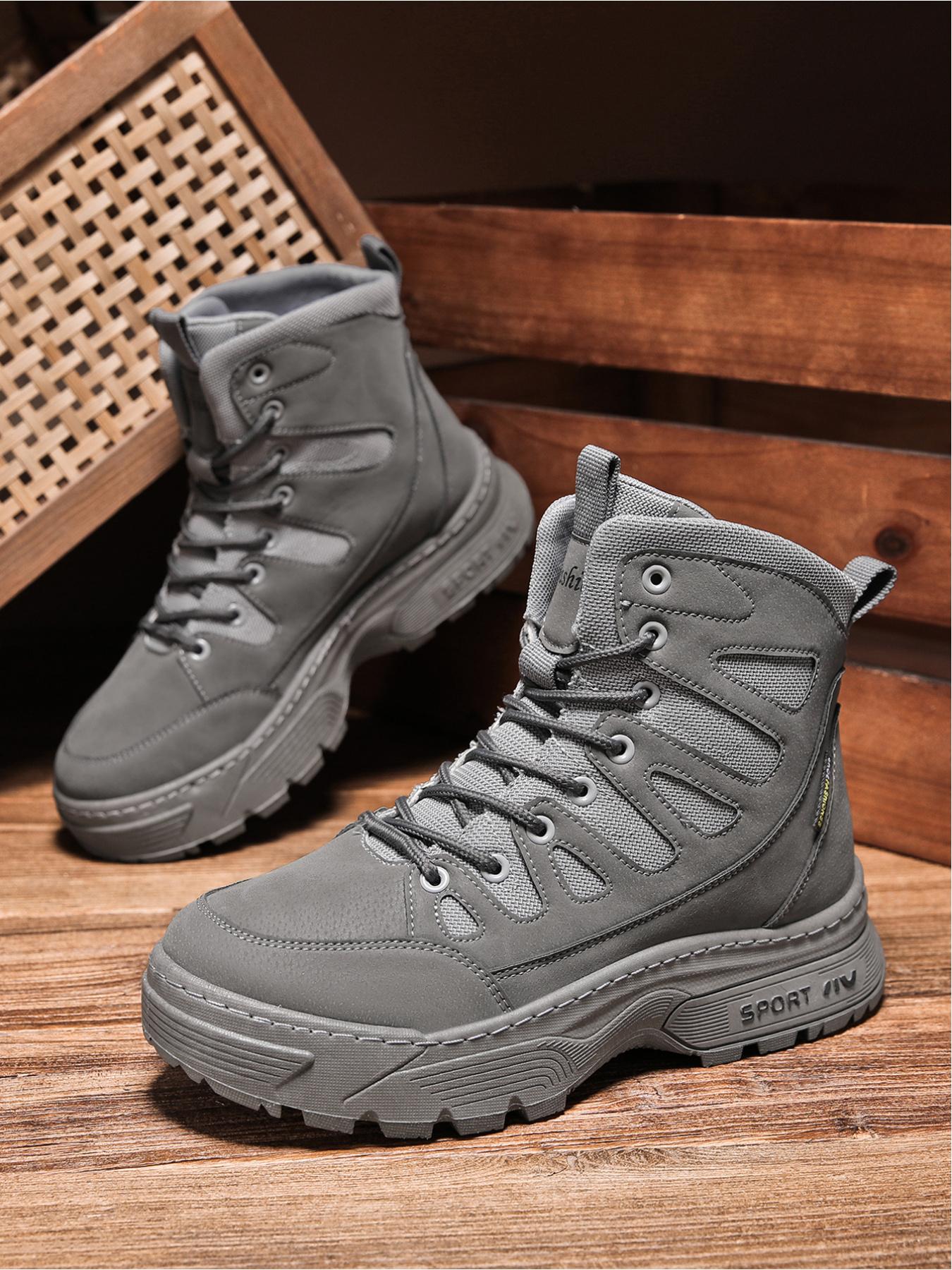 Men's Outdoor Work Boots | Lace-Up Slip Resistant Big Size Shoes, Ideal ...