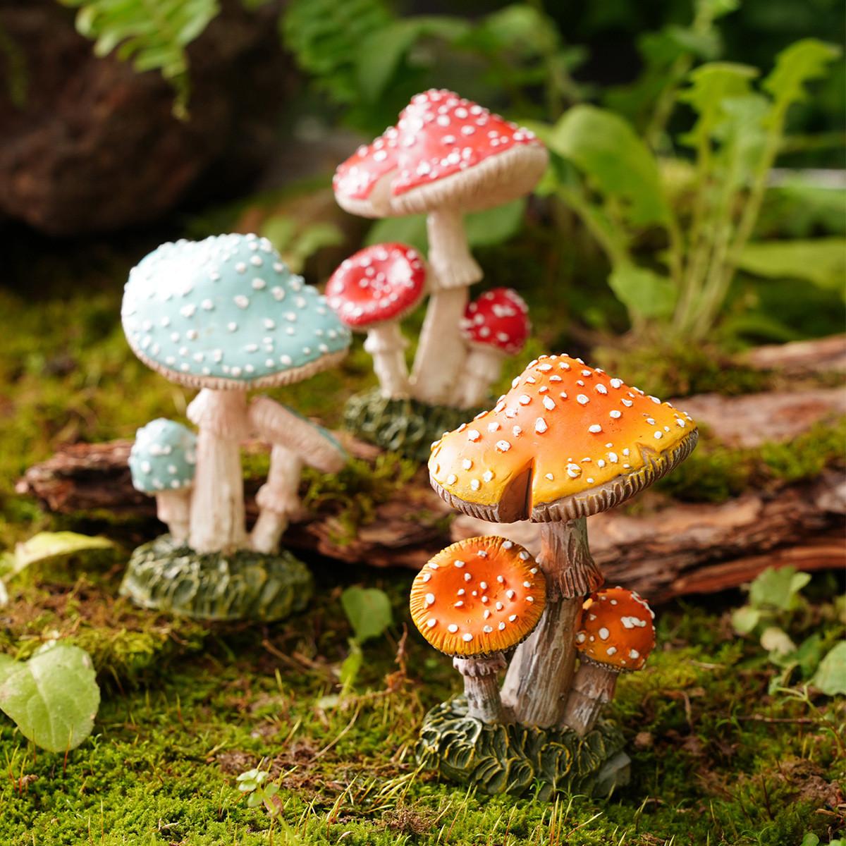 Whimsical Colorful Mushroom Garden Statues | Fairy Tale Outdoor Decor ...