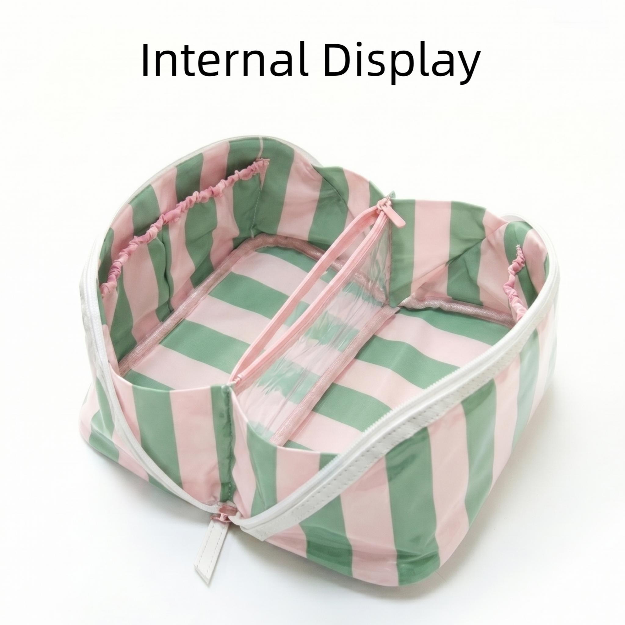 BIGWIG Women's Striped PVC Makeup Bag - Large Capacity Waterproof ...