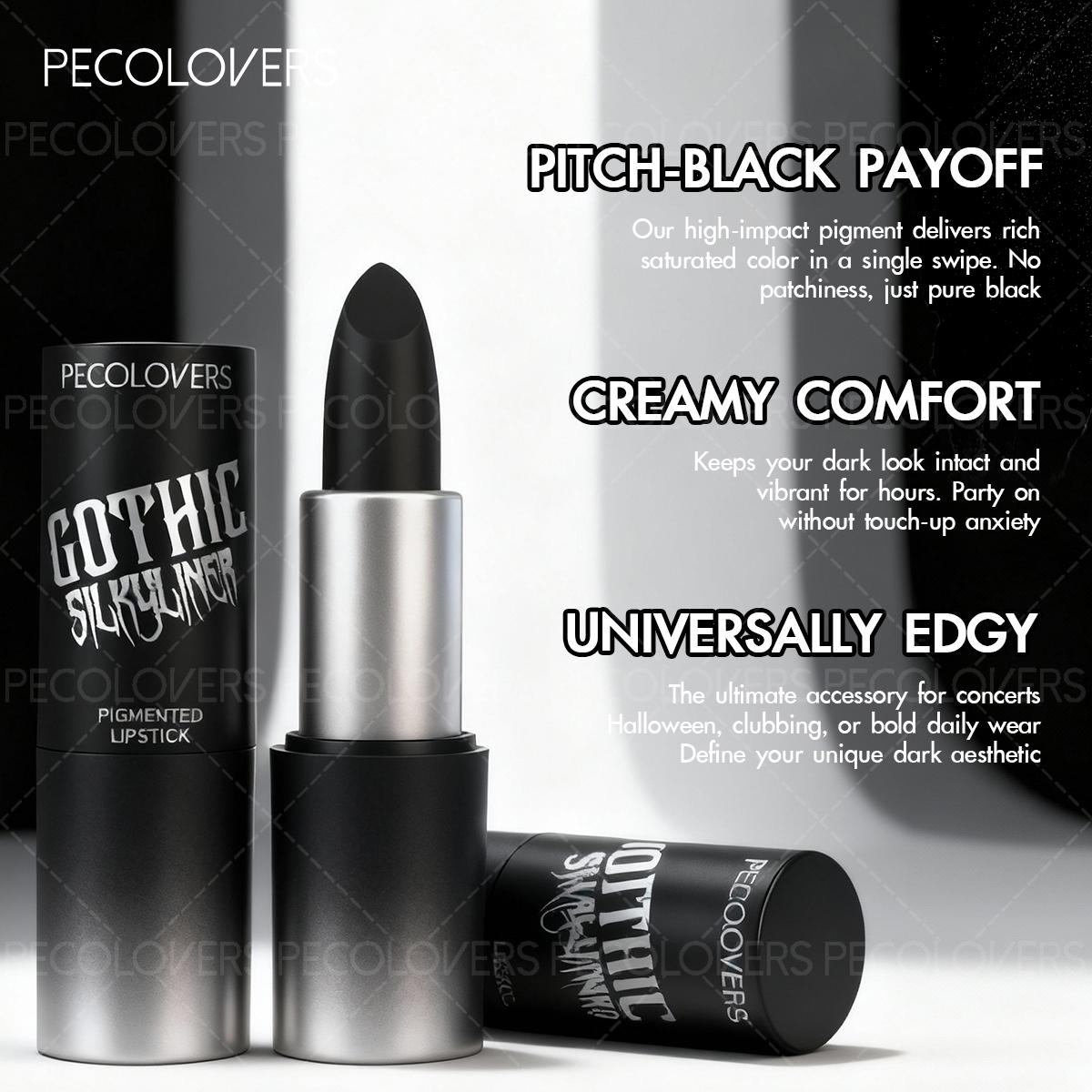 1PC Velvet Matte Black Lipstick, Rich Gothic Style, High Pigmentation ...