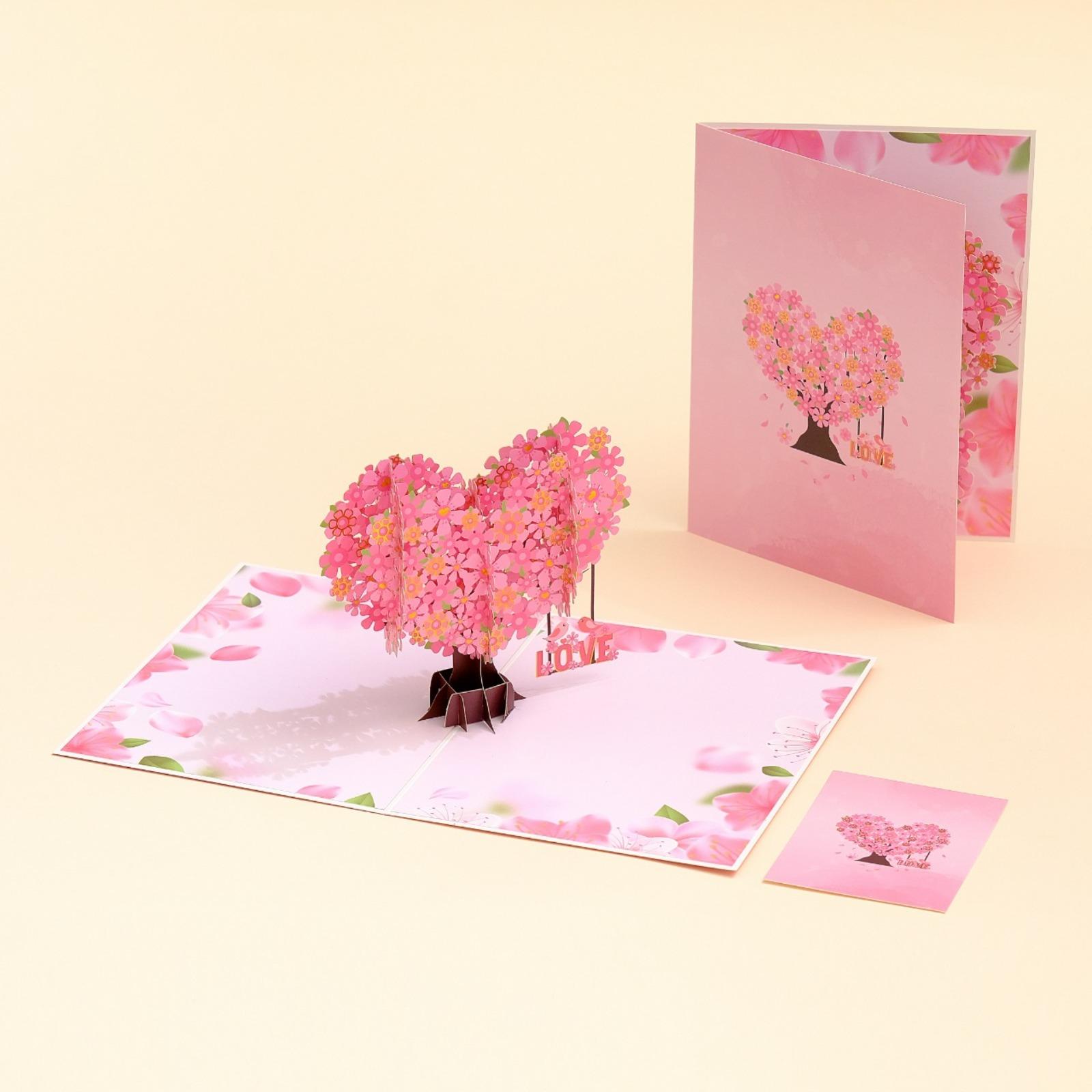 Romantic 3D Cherry Blossom Valentine's Day Pop Up Card Handcrafted ...