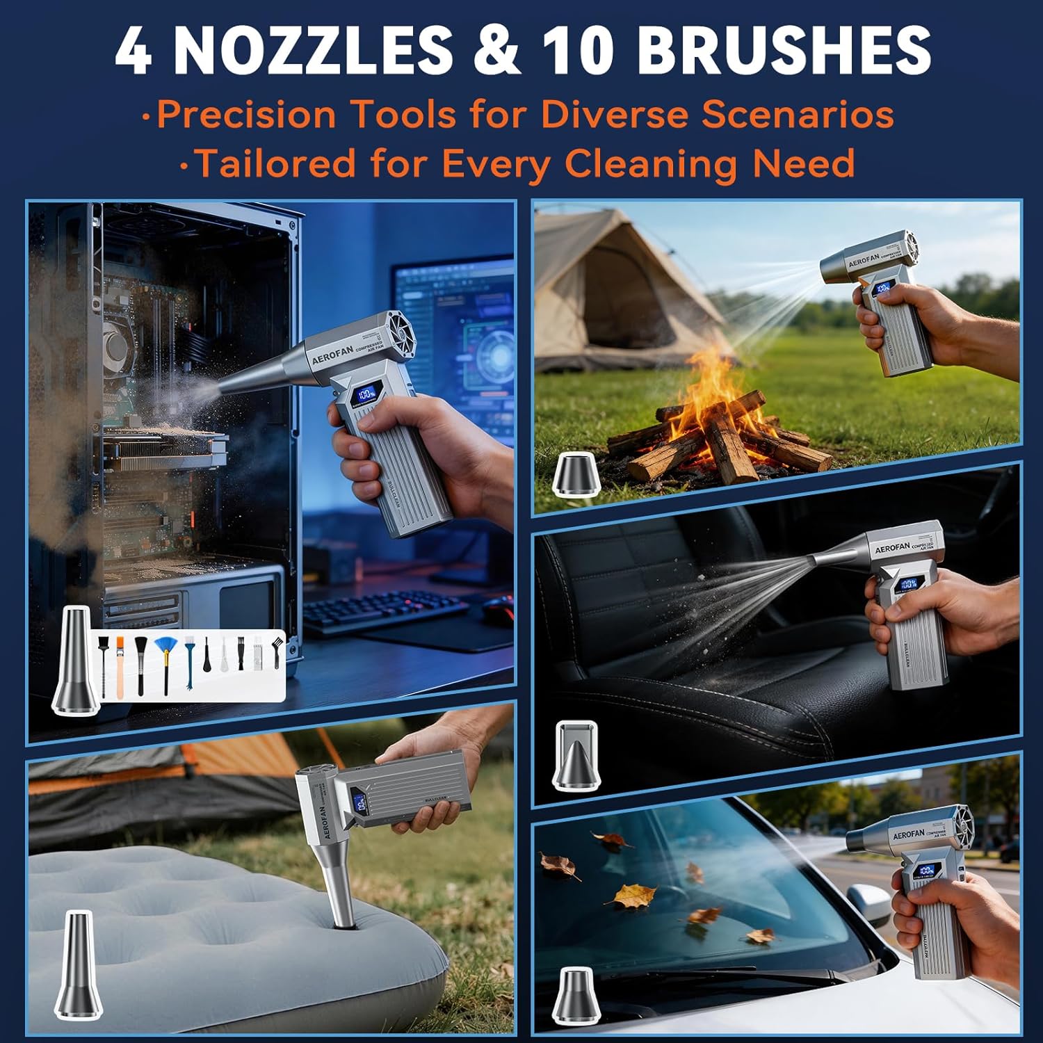 Duster - 160,000RPM Air Duster with LED Light, 4-Gear Adjustable Mini ...
