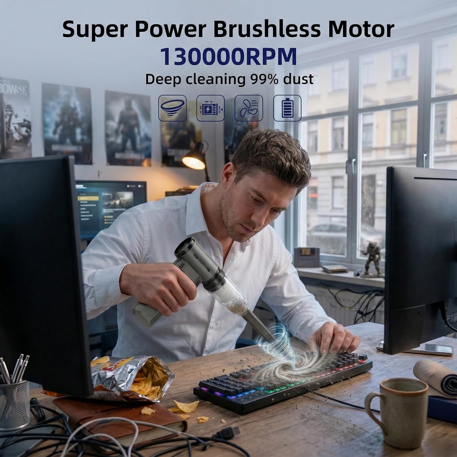 Duster - 130000 RPM Super Power Electric Air Duster, Rechargeable ...