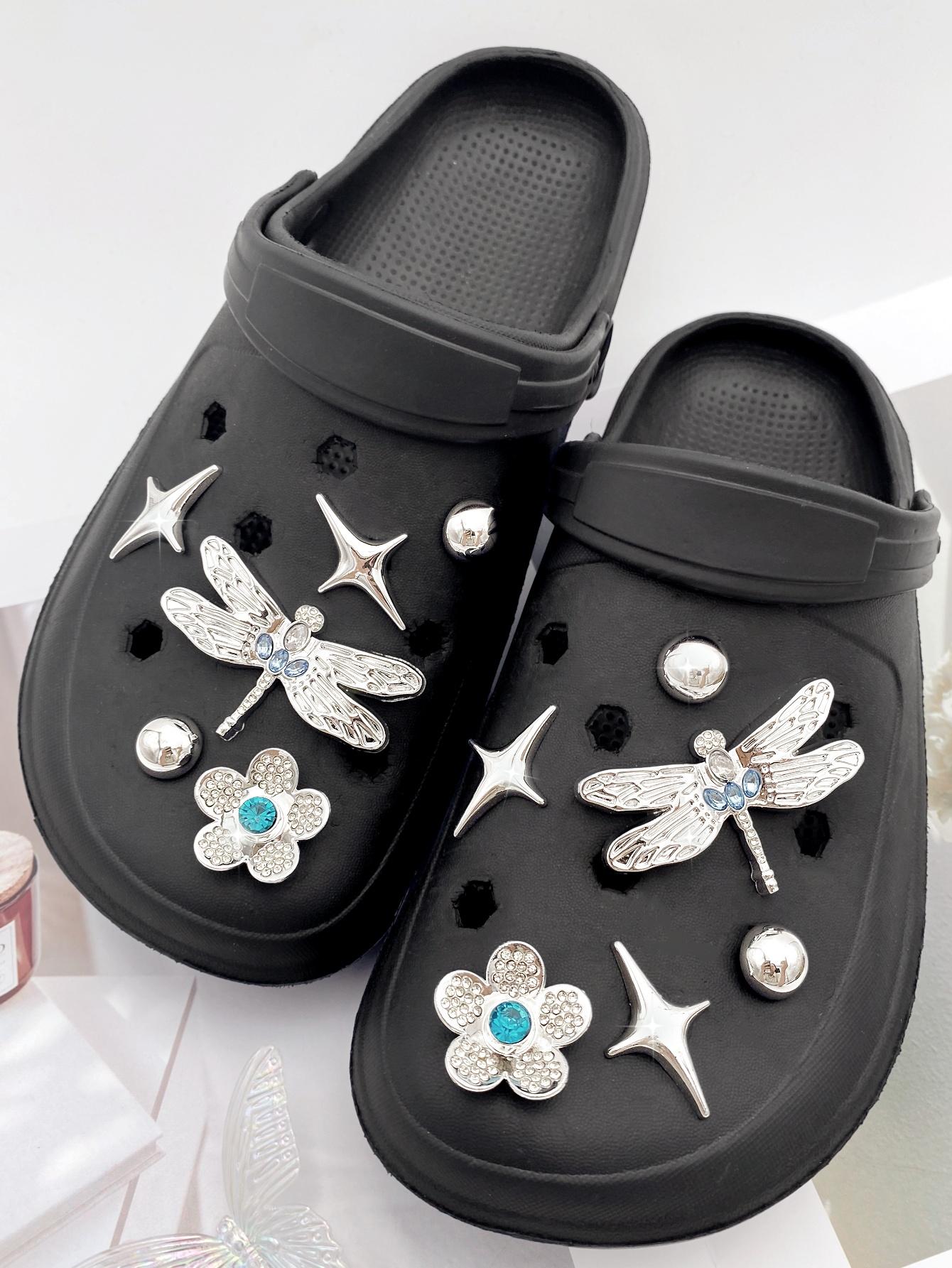 12pcs Silver Color Rhinestone Dragonfly Flower Star Abs Pearl DIY Bling ...