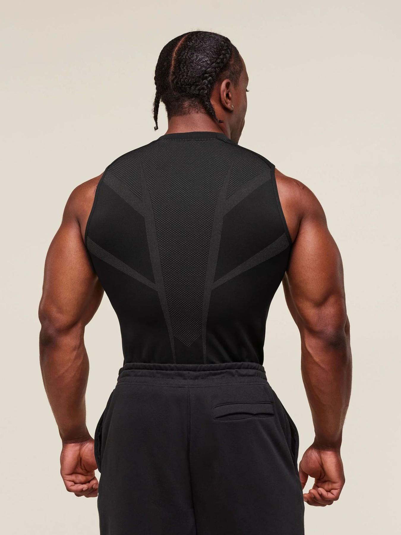 Men's Fitness Vest Top, Casual Breathable Tight-Fitting Short Sleeve ...