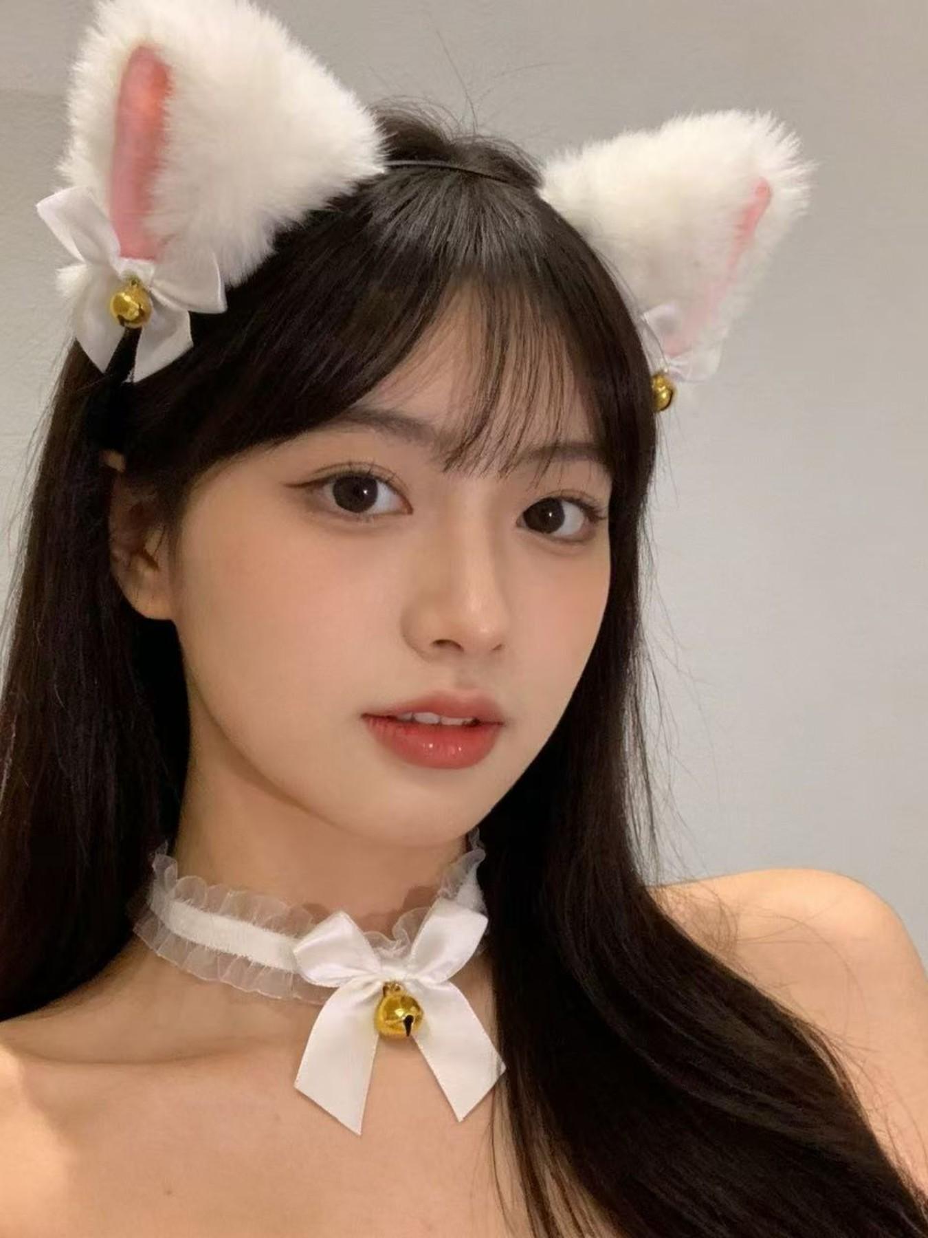Valentine's Day Accessories Set, Lace Bow Bell Collar, Cat Ears Hair ...