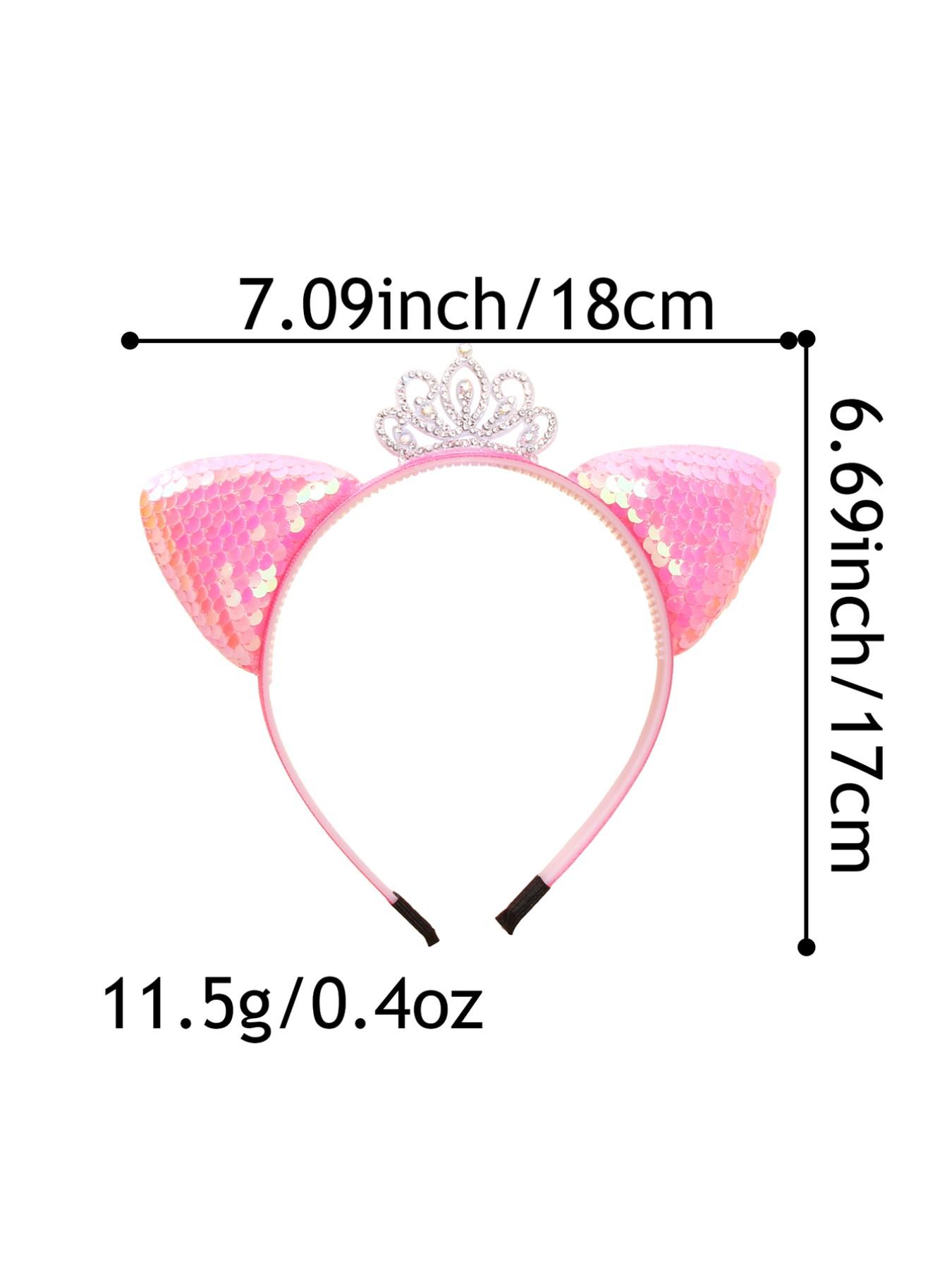 6 Pcs Glitter Cat Ear Crown Hairbands, Fashionable Versatile Headbands ...