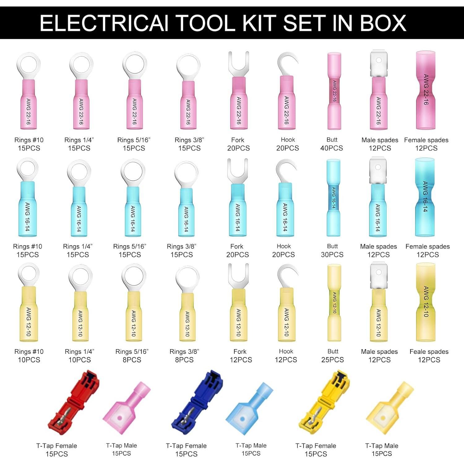 Marine Automotive Electrical Tool Kit Set with Wire Connectors ...