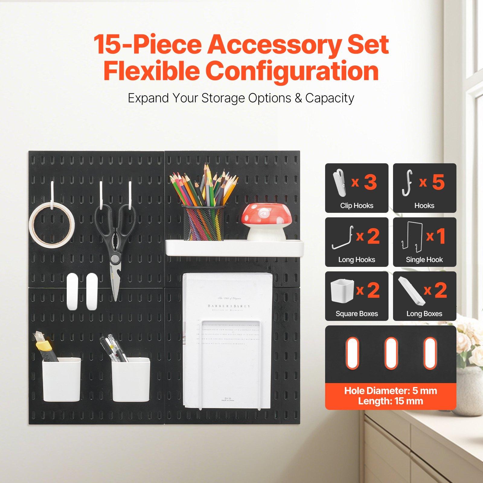 VEVOR Pegboard Combination Kit, 11" x 11" Plastic Pegboard, 4 Panels ...