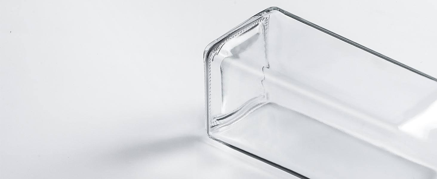 Set of 4 Square Glass Carafe with Lid, 1 Liter Clear Glass Pitcher ...