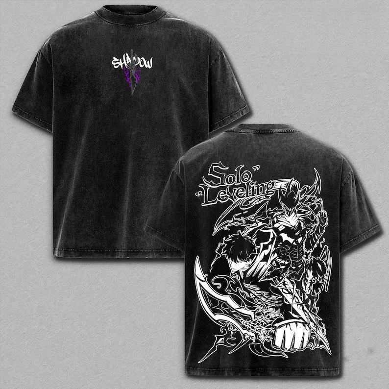 Solo Leveling Sung Jin-Woo Graphic Tee, Oversized Washed Cotton Anime T ...
