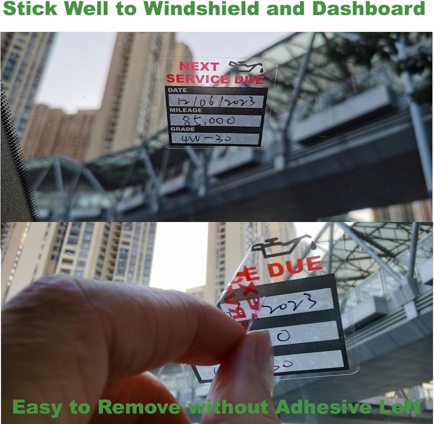 Oil Change Stickers Static Cling, 120pcs 2x2 Inches, No Residue, Clear ...