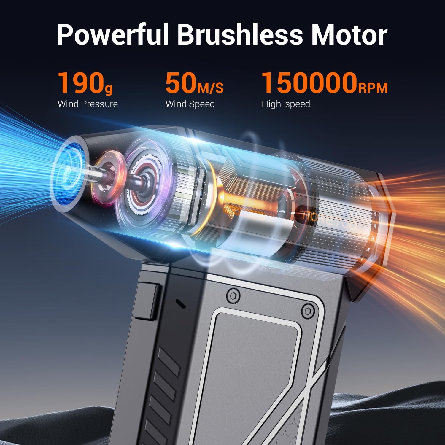 Duster-150000RPM Super Power Cordless Air Duster, Rechargeable ...