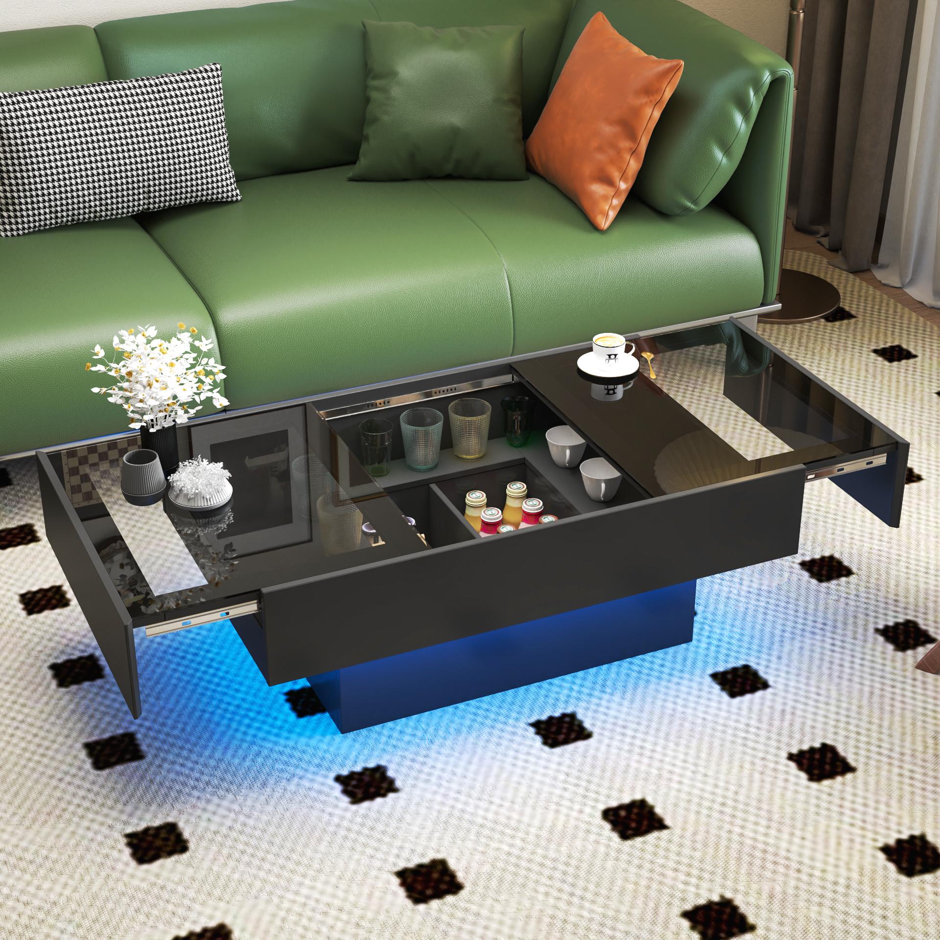Coffee Table with Sliding Tabletop, Center Table with Hidden Storage ...