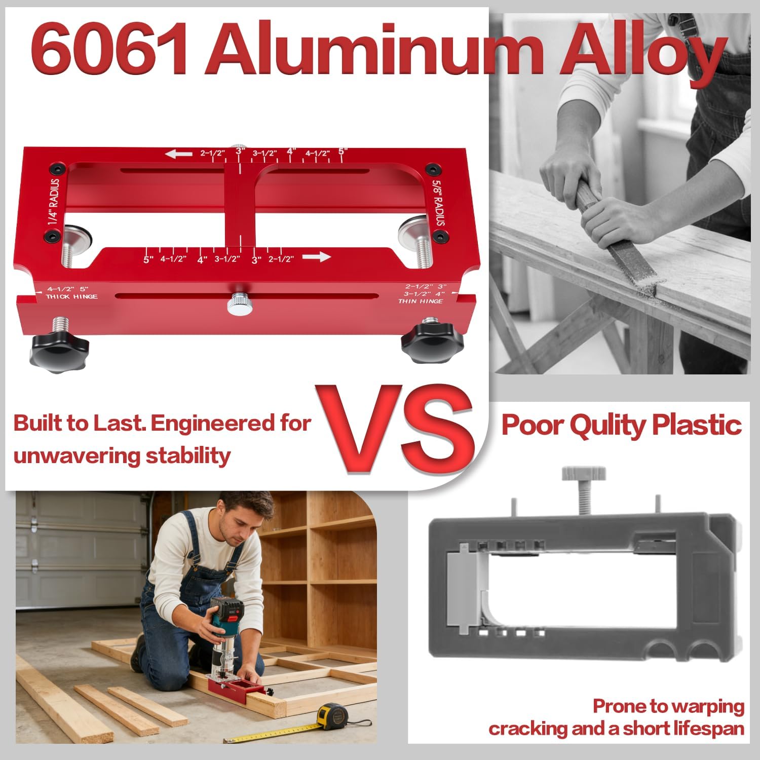 Door Hinge Jig and Door Lock Installation Kit, Alloy Router Template ...