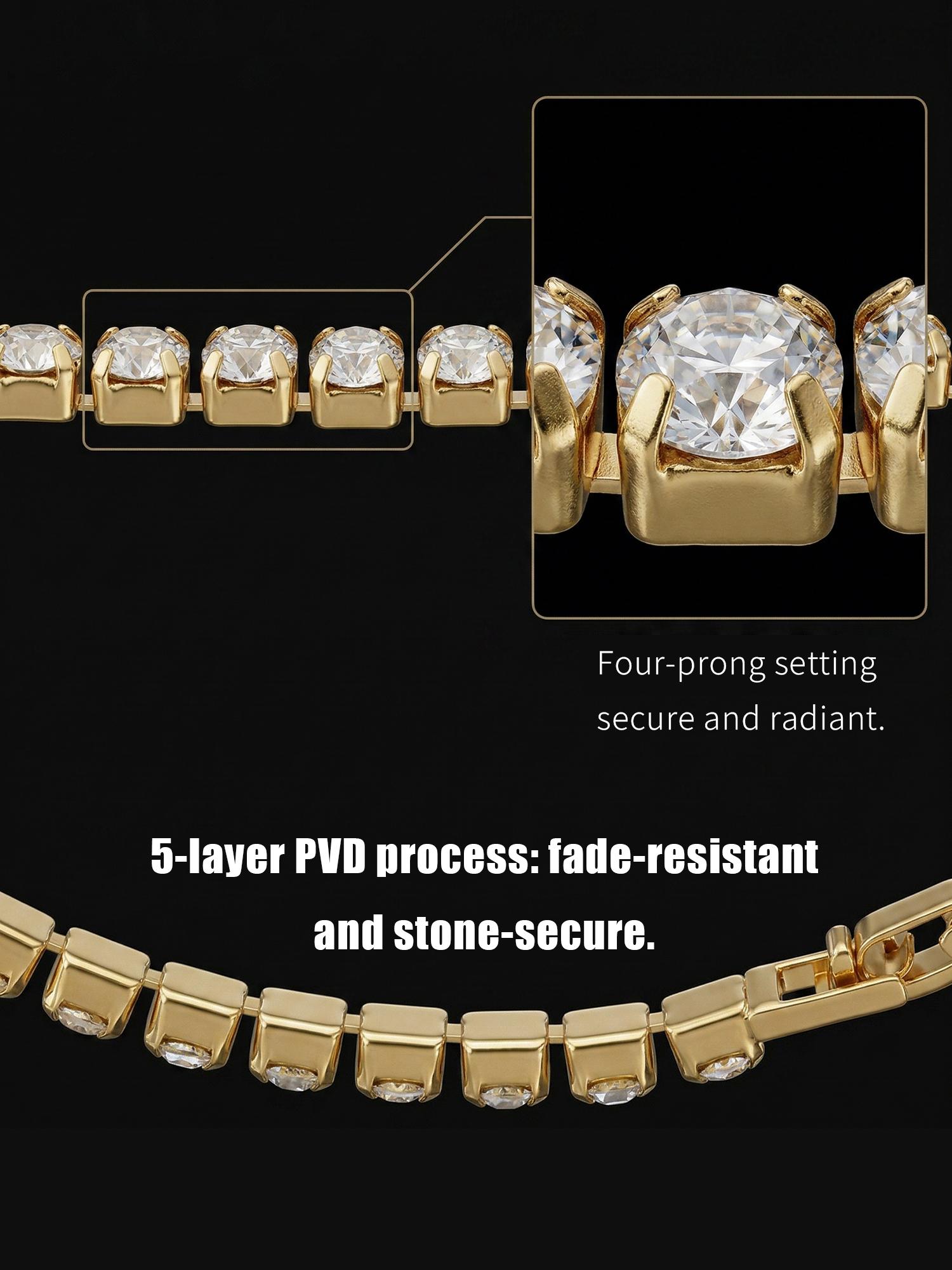 Men's Diamond Tennis Bracelet Hip Hop Rhinestone Bracelet, Sparkling ...