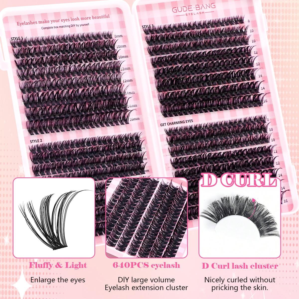 DIY eyelash extension kit, 640PCS 50D+60D+80D style, including false ...
