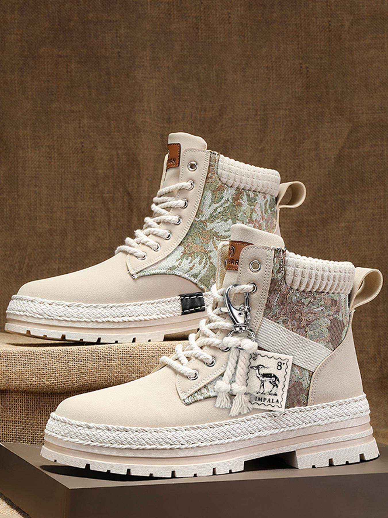 Men's Woven Sole Motorcycle Work Boots - Sporty Style - TikTok Shop