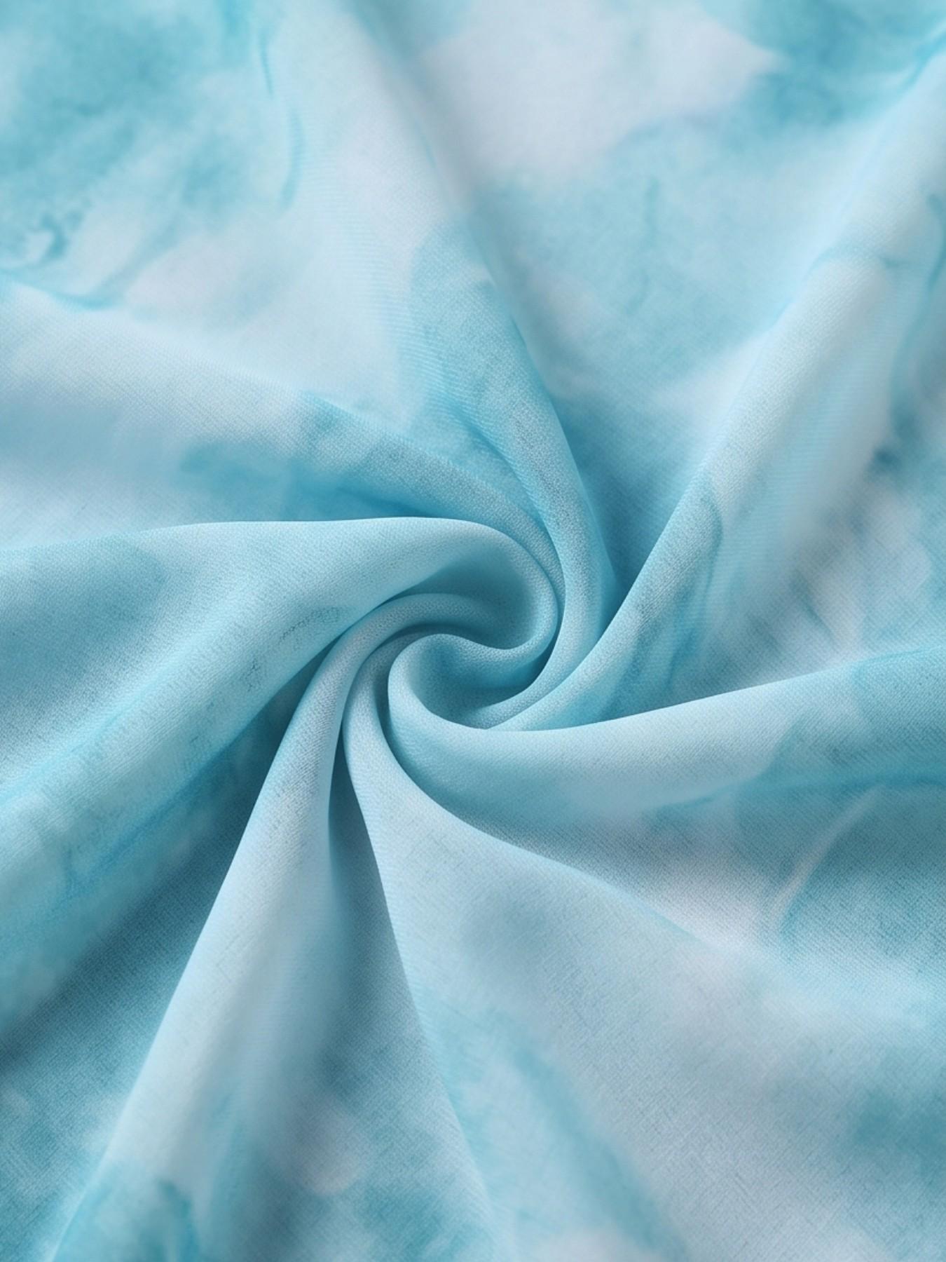 Women's Light Blue Tie-Dye Halter Sleeveless Slim Fit Fish Tail Long ...