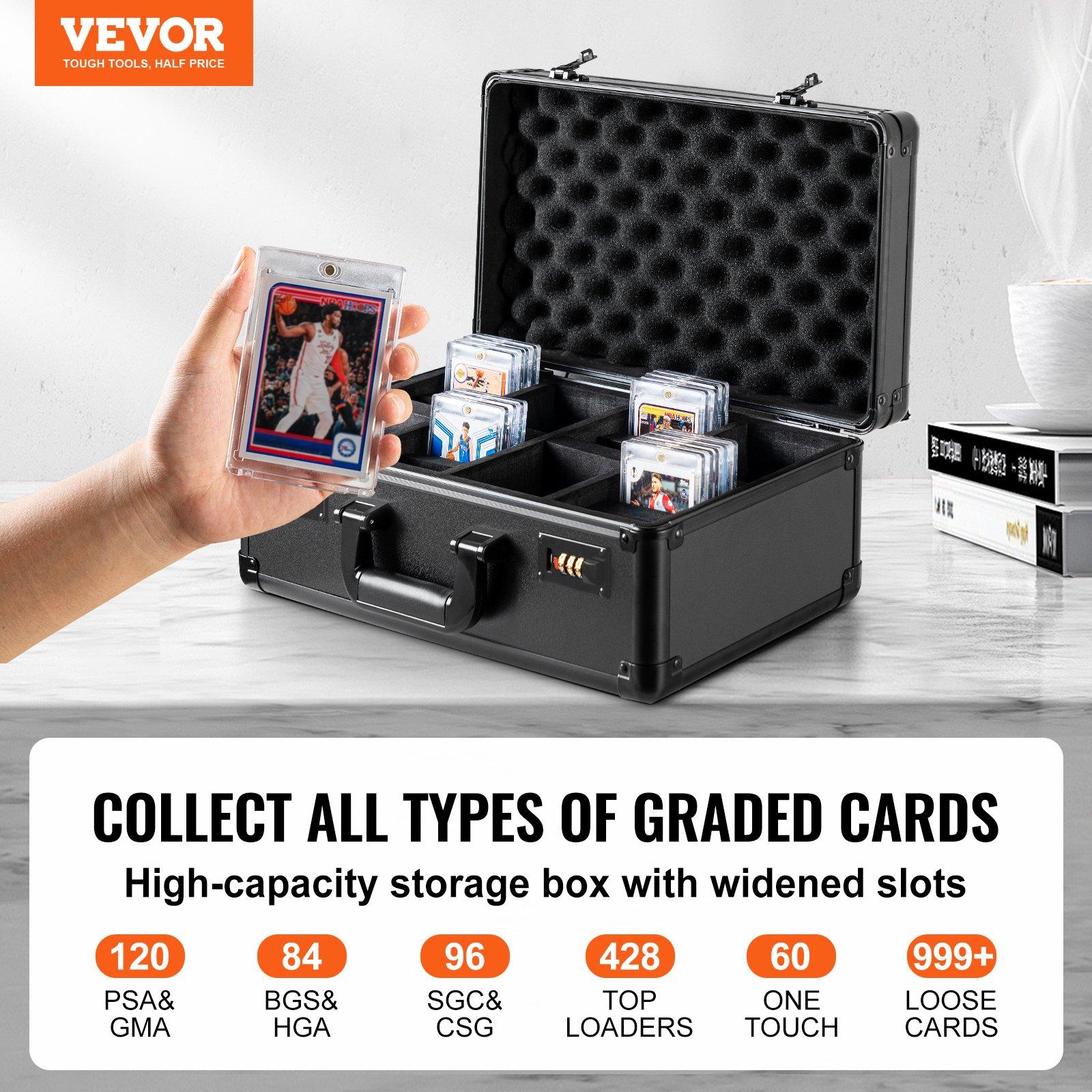 VEVOR Graded Card Storage Box, 4 Slots, Graded Sports Cards Holder ...