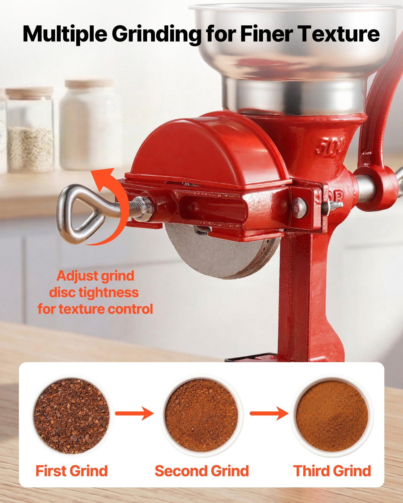 VEVOR Manual Grain Mill with Low Hopper, Hand-Crank Corn Grinder, Heavy ...
