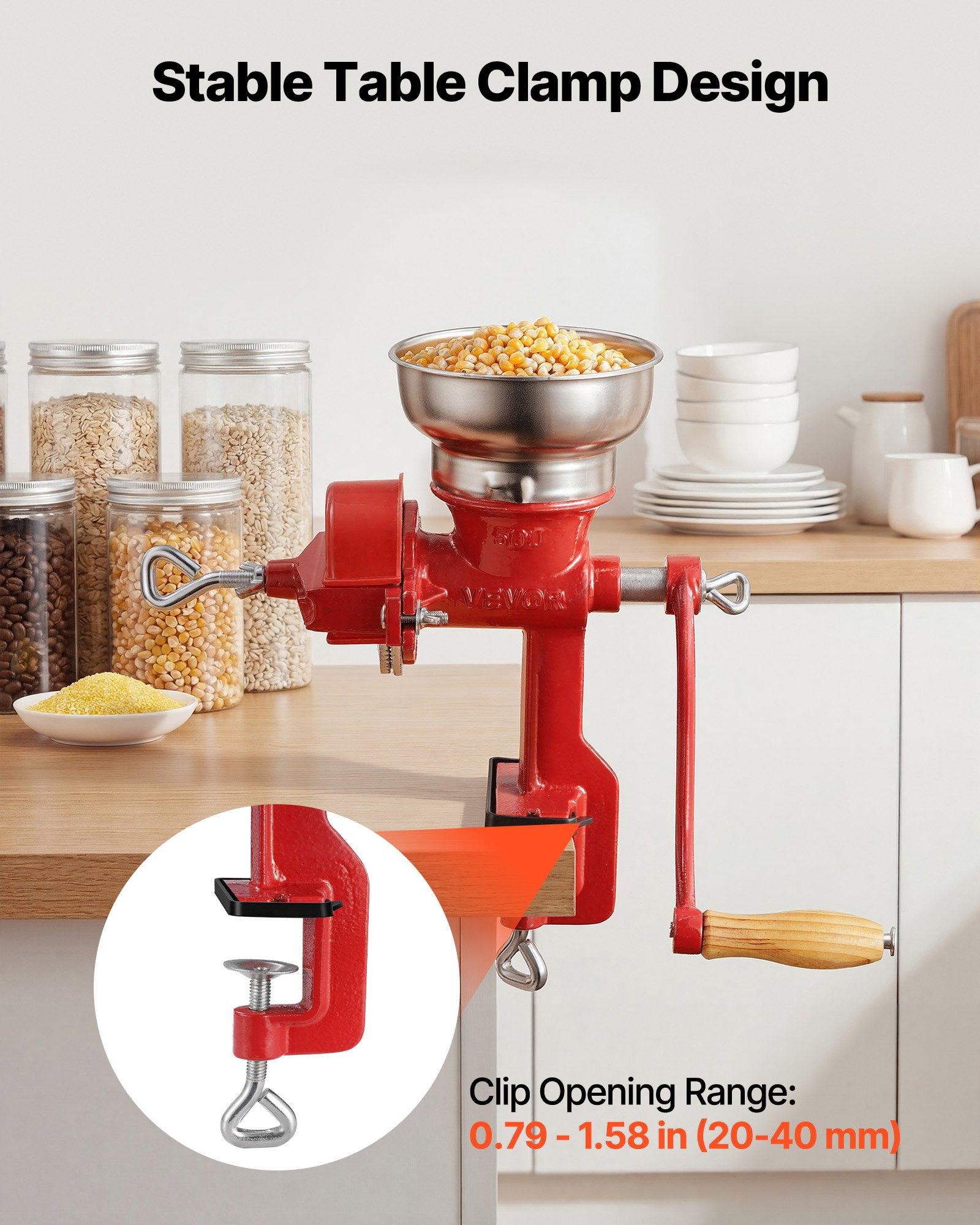 VEVOR Manual Grain Mill with Low Hopper, Hand-Crank Corn Grinder, Heavy ...