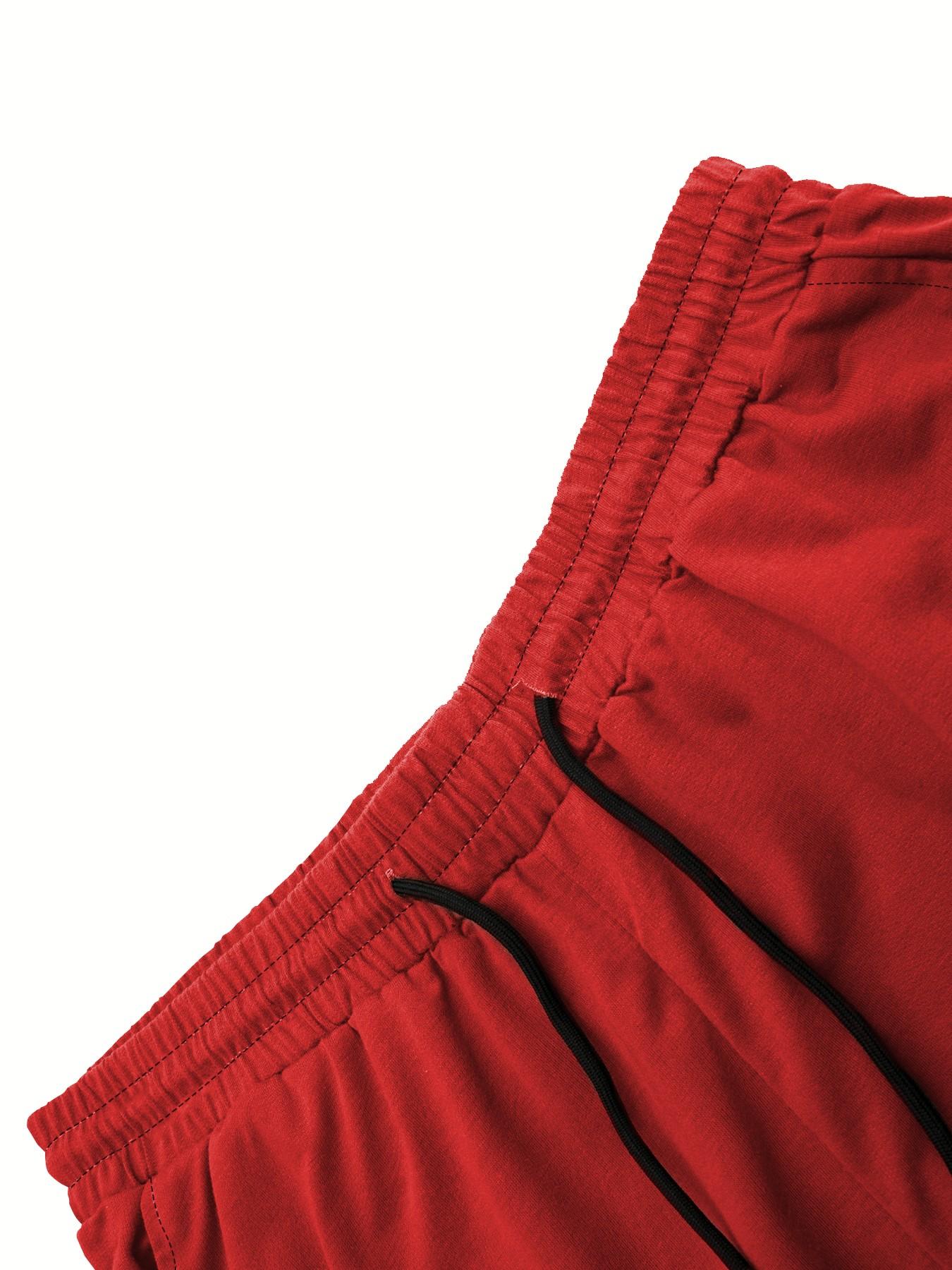 Men's Red Graffiti Star Print Drawstring Athletic Shorts, Casual Summer ...