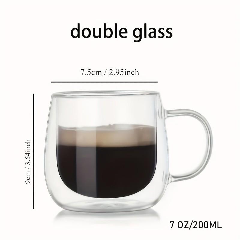200ML Dual-Layer Glass Coffee Cup, High Borosilicate Insulated Thermal ...