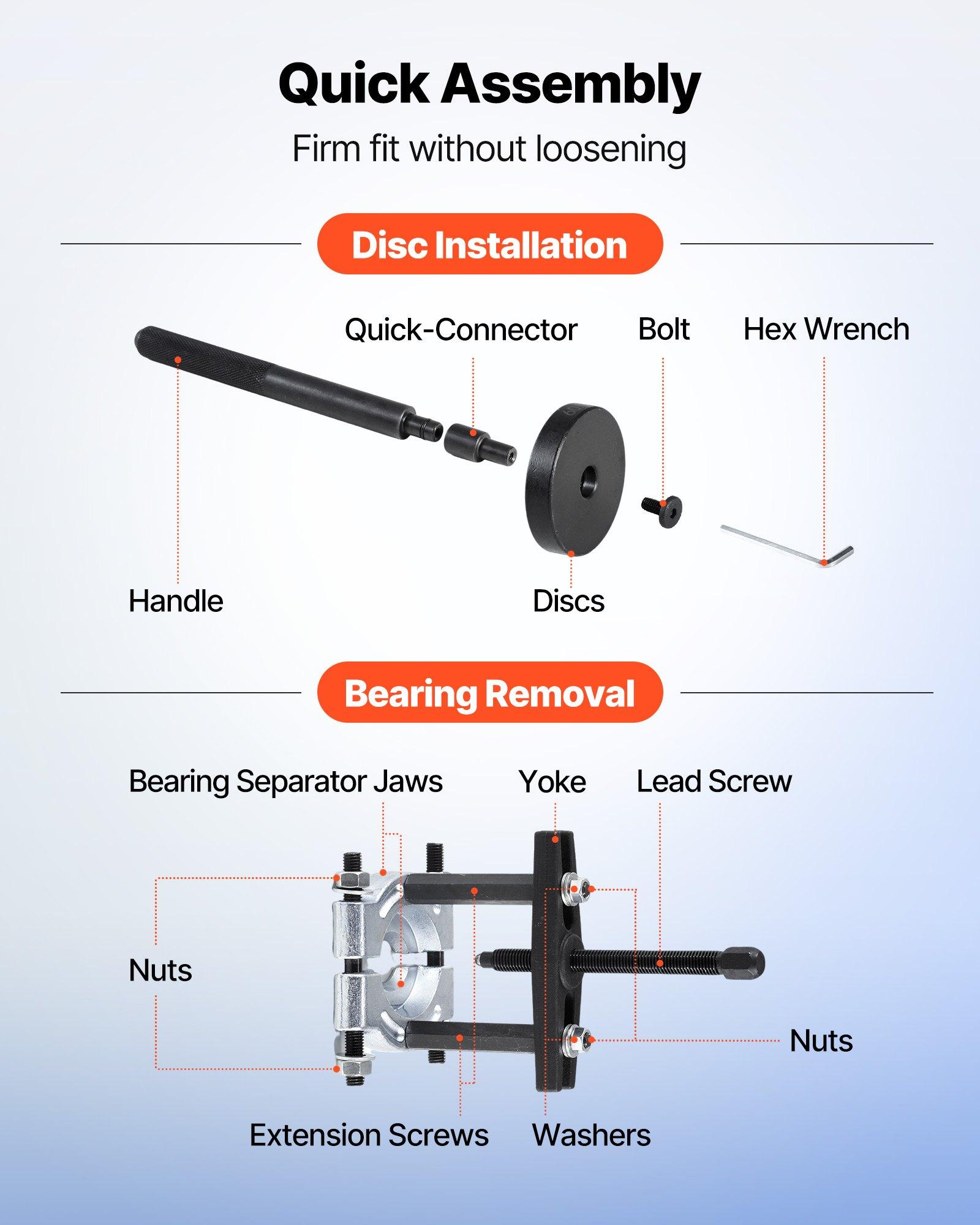VEVOR Bearing Press Kit, 52+14 Pcs, 2 in 1 Bushing Driver Tool ...