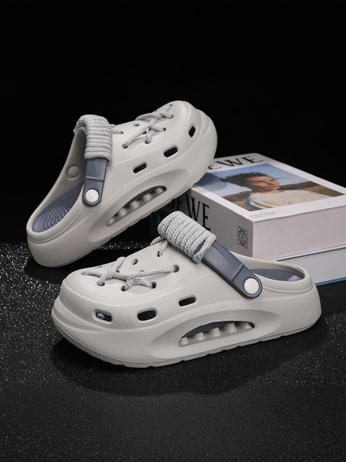 Women's Sporty Lace Up Hollow Out Design Foot Clogs, Casual Comfortable ...