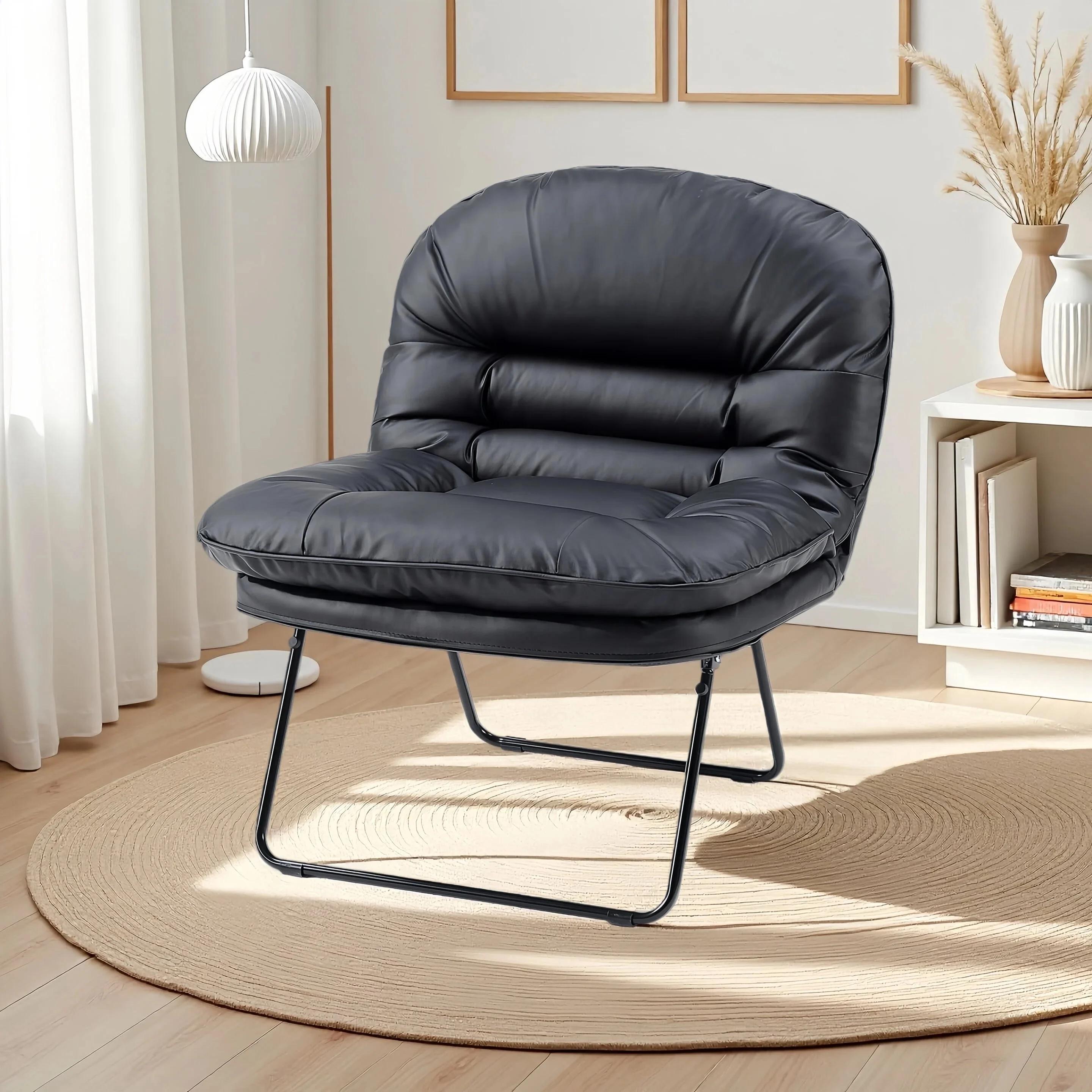 Modern Comfortable Round Accent Chair with Plush Layered Cushioning ...
