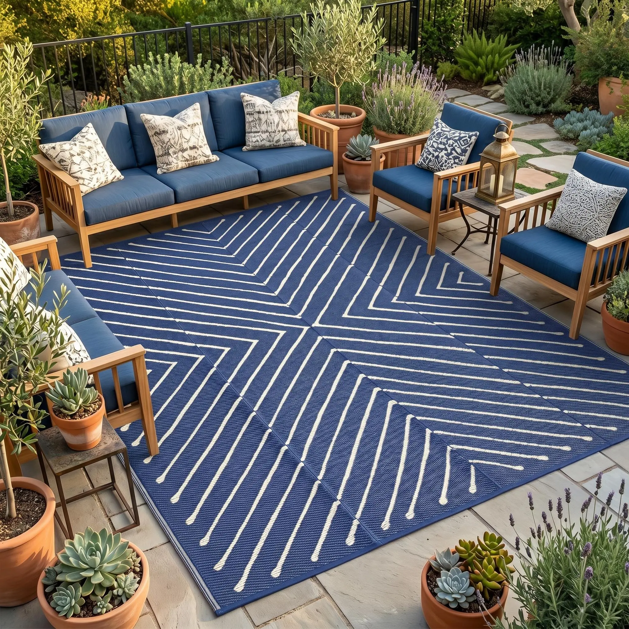 Garvee Modern Geometric Outdoor Rug Waterproof And UV Resistant Patio ...