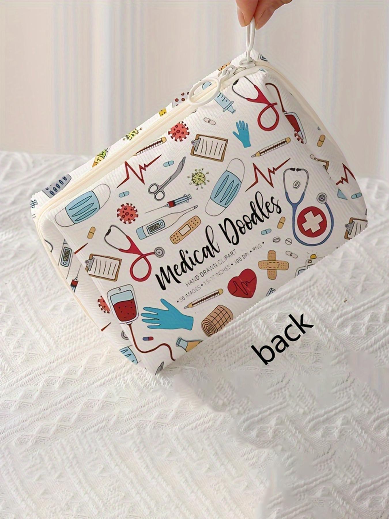 Medical Tool Print Makeup Bag, Casual Fashion Multi-functional Makeup ...