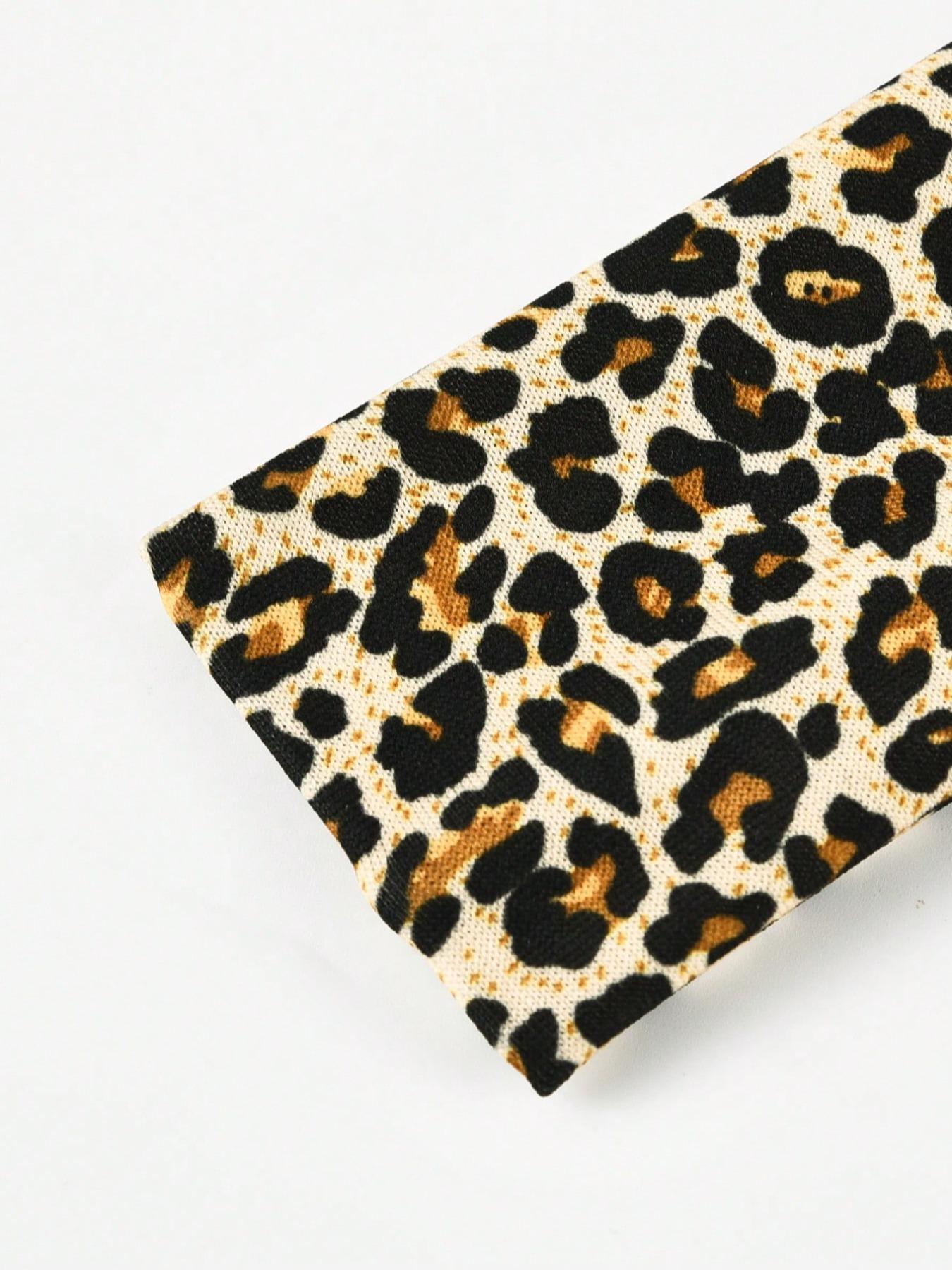 6pcs Women's Elastic Leopard Print & Solid Color Flat Headband For ...