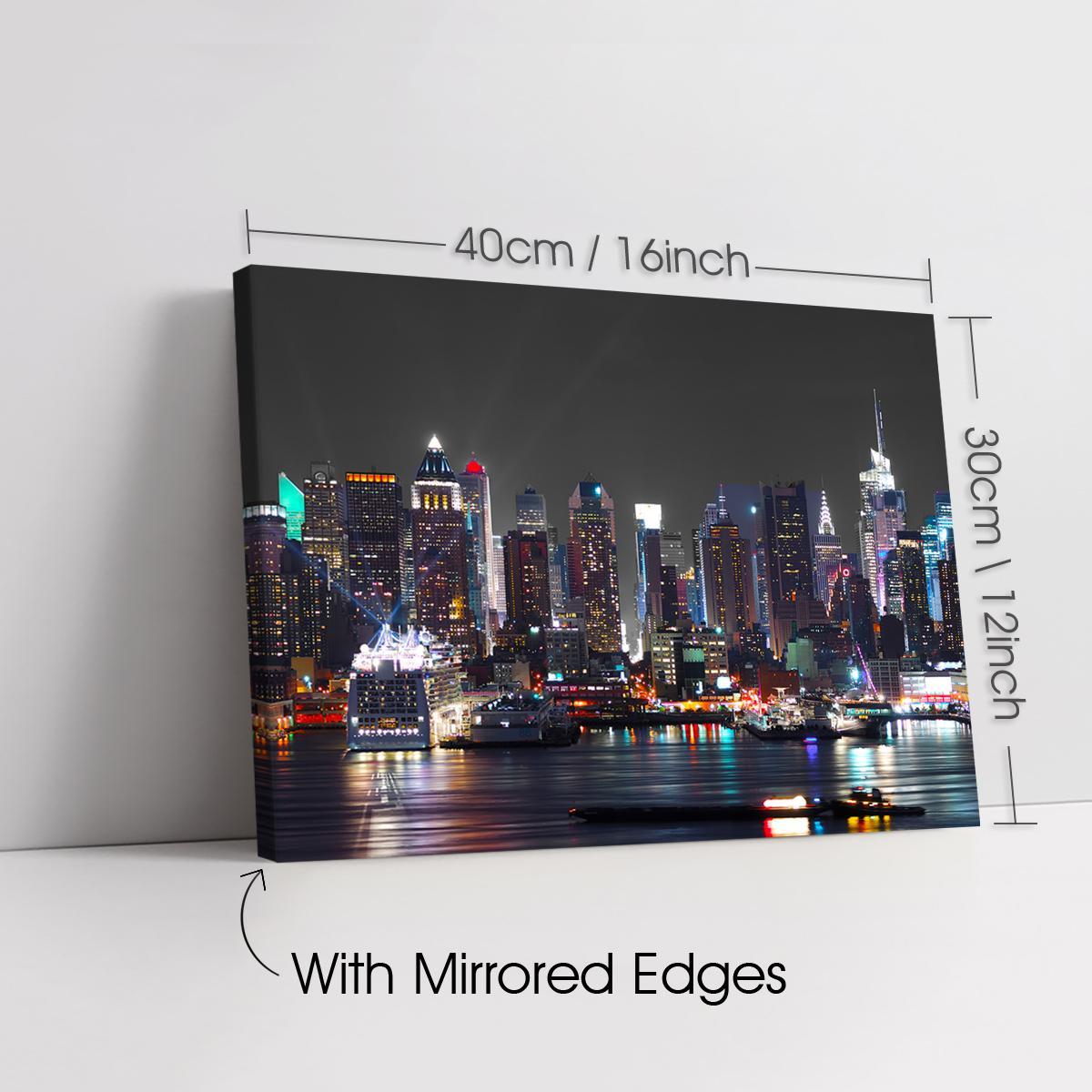 New York City Night View Canvas Print with Frame, Modern Art Decoration ...