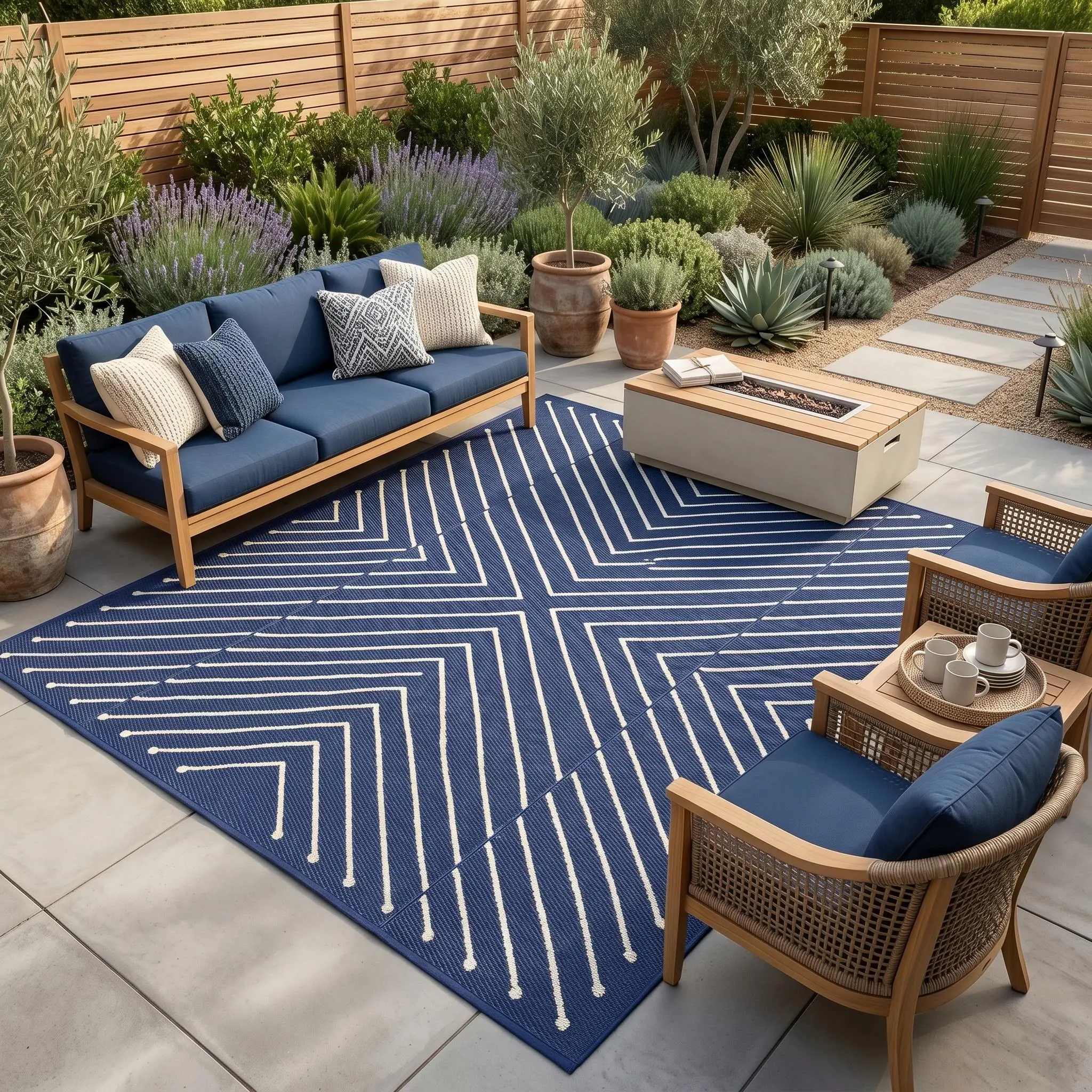Garvee Modern Geometric Outdoor Rug Waterproof And UV Resistant Patio ...