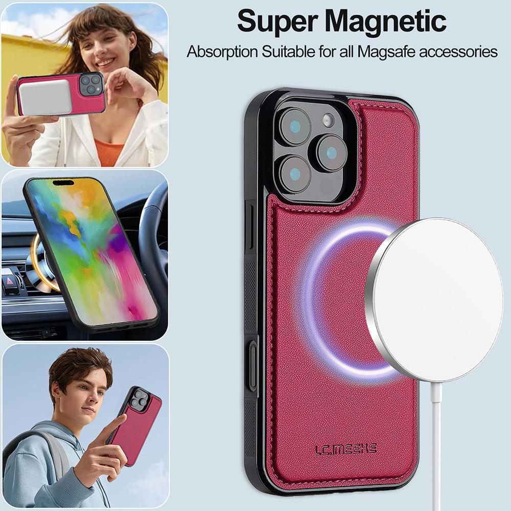 Magnetic Phone Case with Card Slot, 1 Count PU Leather Card Wallet Flip ...