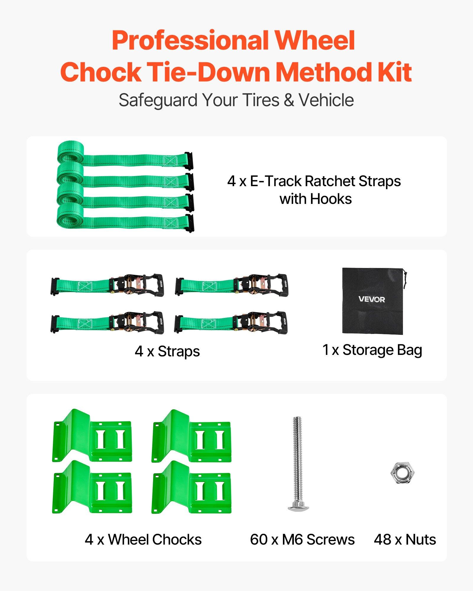 VEVOR Wheel Chock Tie-Down Kit, Chock-Style Trailer Tie Down Strap, Car ...