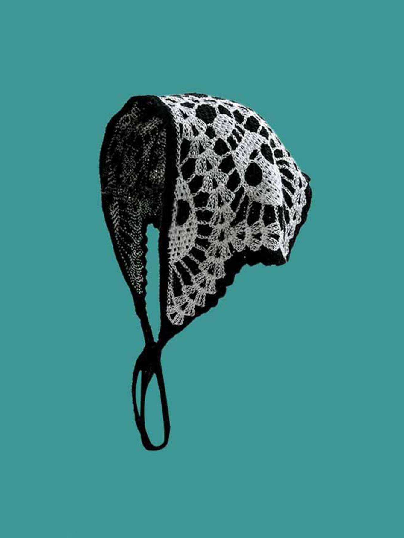Halloween Skull Pattern Crochet Headband, Vintage Knitted Triangle ...