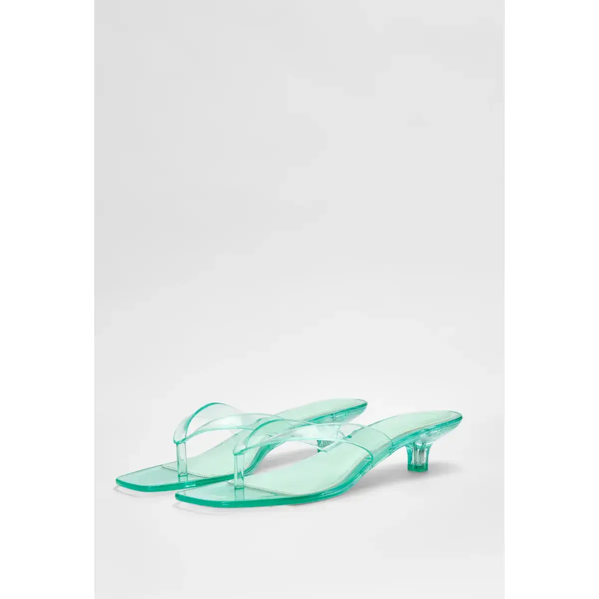 JUST FAB Women's Clear PVC Slip-On Thong Mules 1.5" Mini Kitten Heel ...