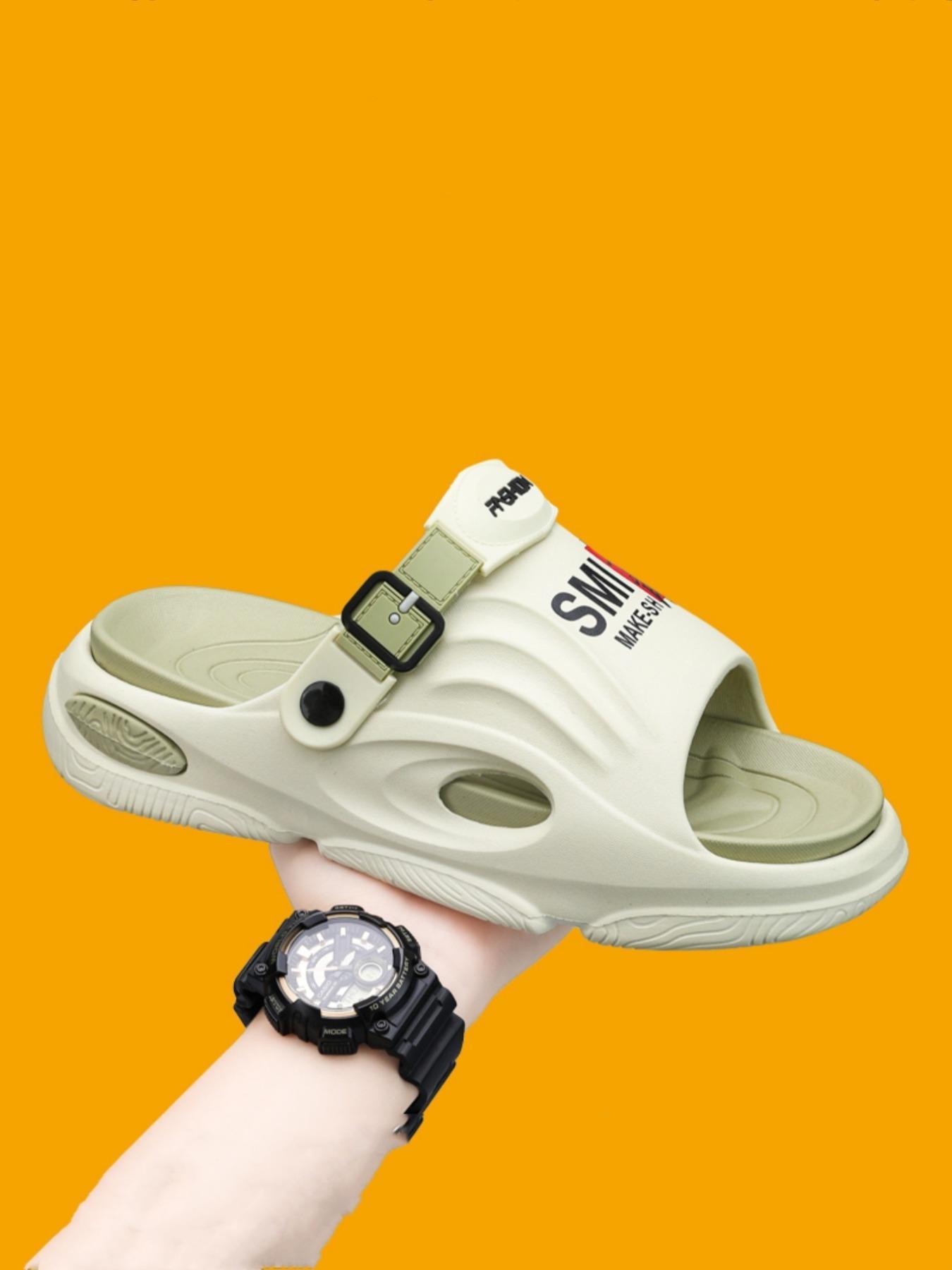 Men's Letter Print Slides, Casual Comfortable Breathable Slides for ...