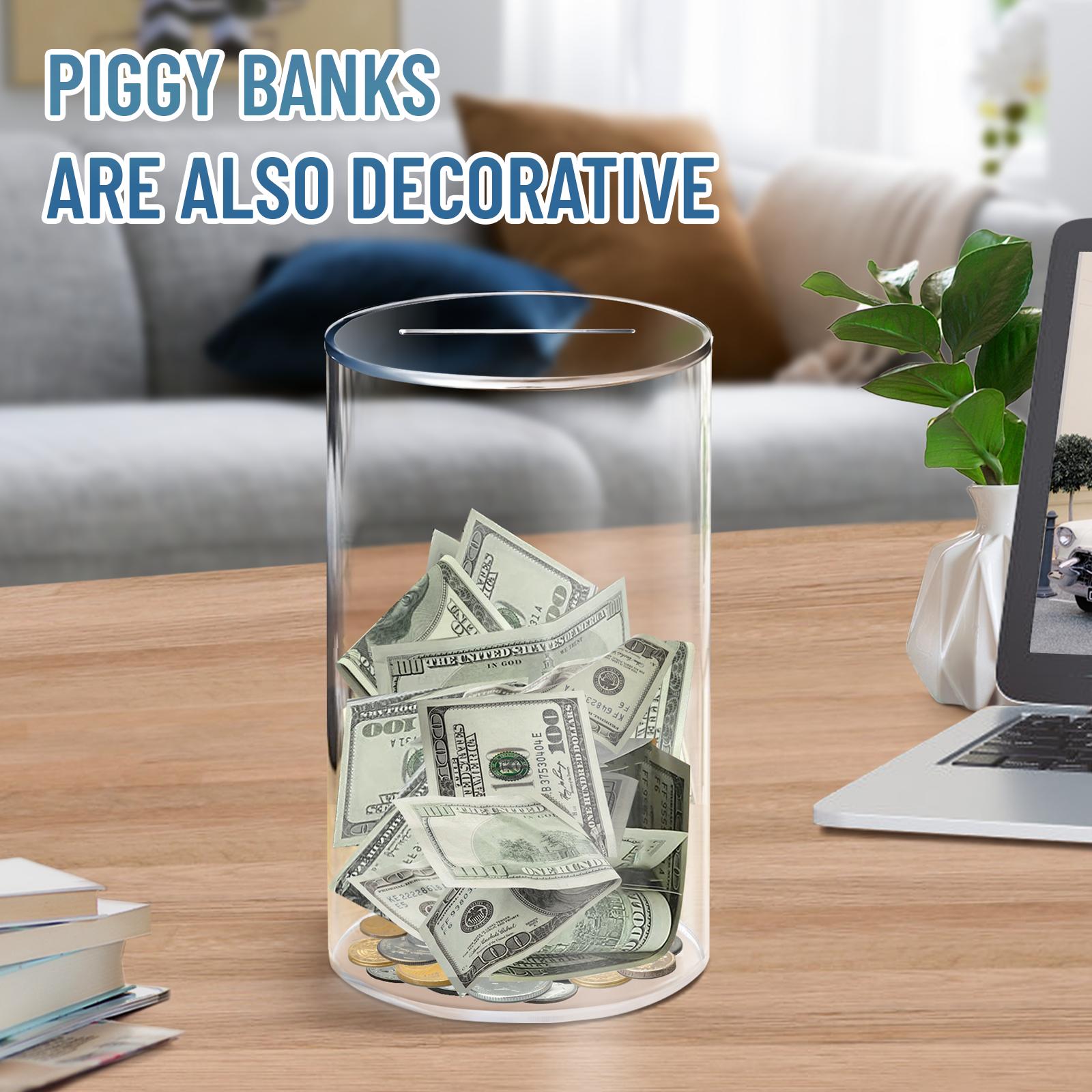 Adults Clear Piggy Bank, Medium, Suitable for Adults and Kids, 8" H x 5 ...