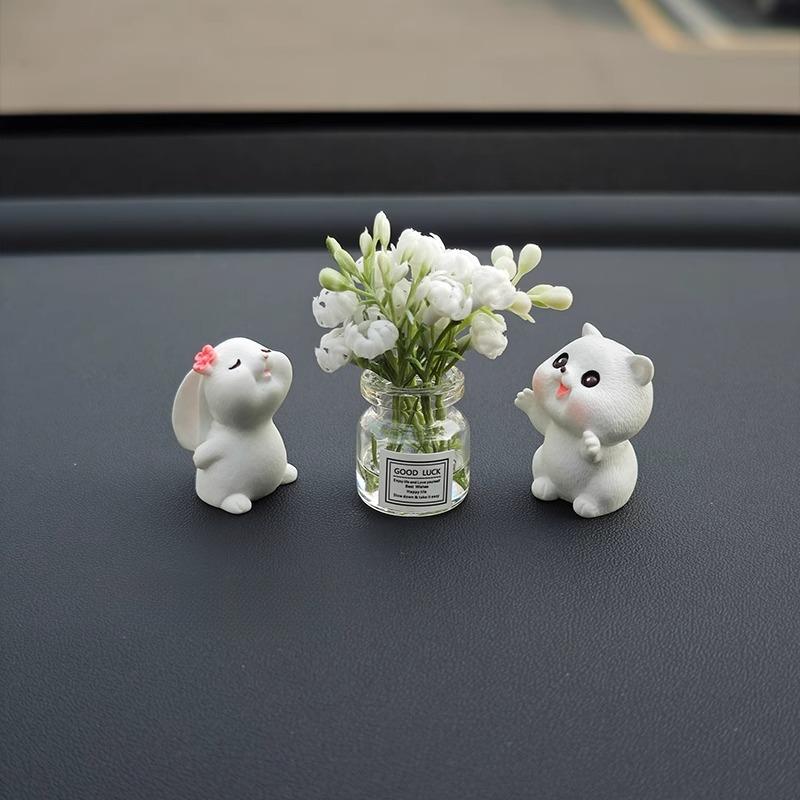 Cute Mini Cat Flower Car Dashboard Decorations Interior Accessories ...