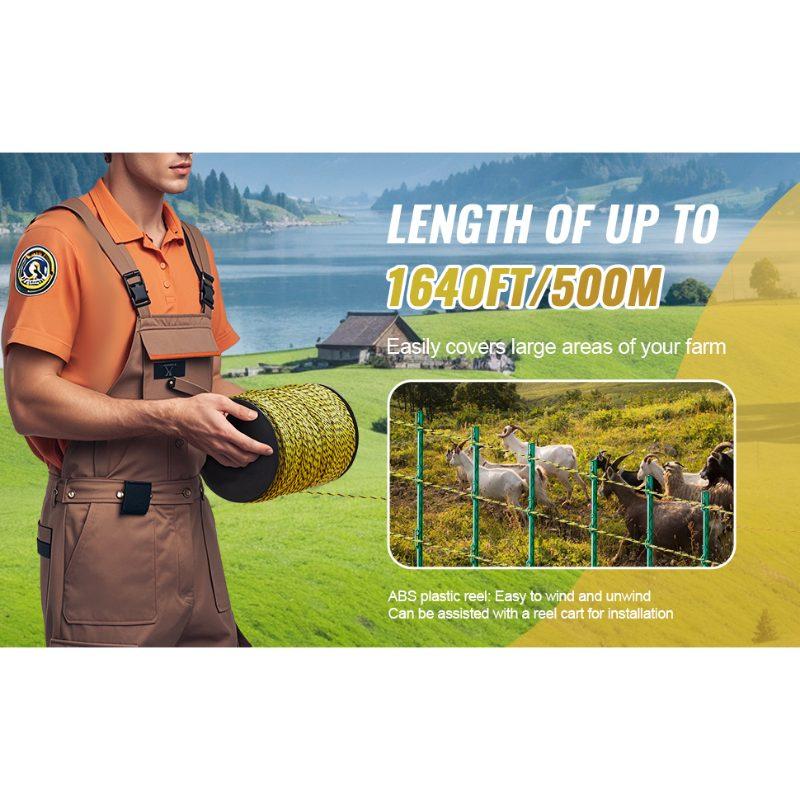 fathersdaygift VEVOR Electric Fence Wire, 1640Ft 500M Portable Polywire ...