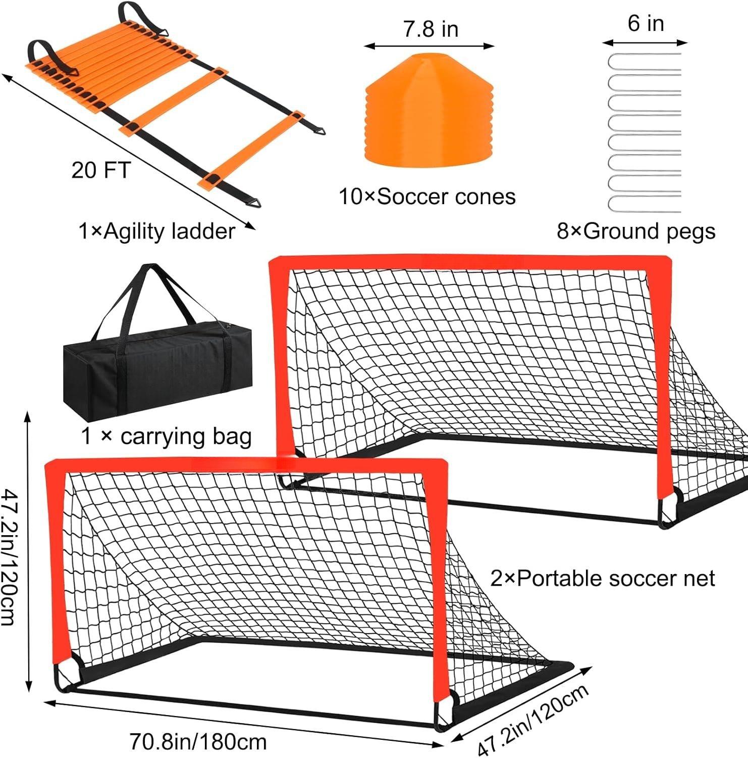 Soccer Goals for Backyard, 2 of 6 x 4 ft Soccer Goal Set Soccer Net ...