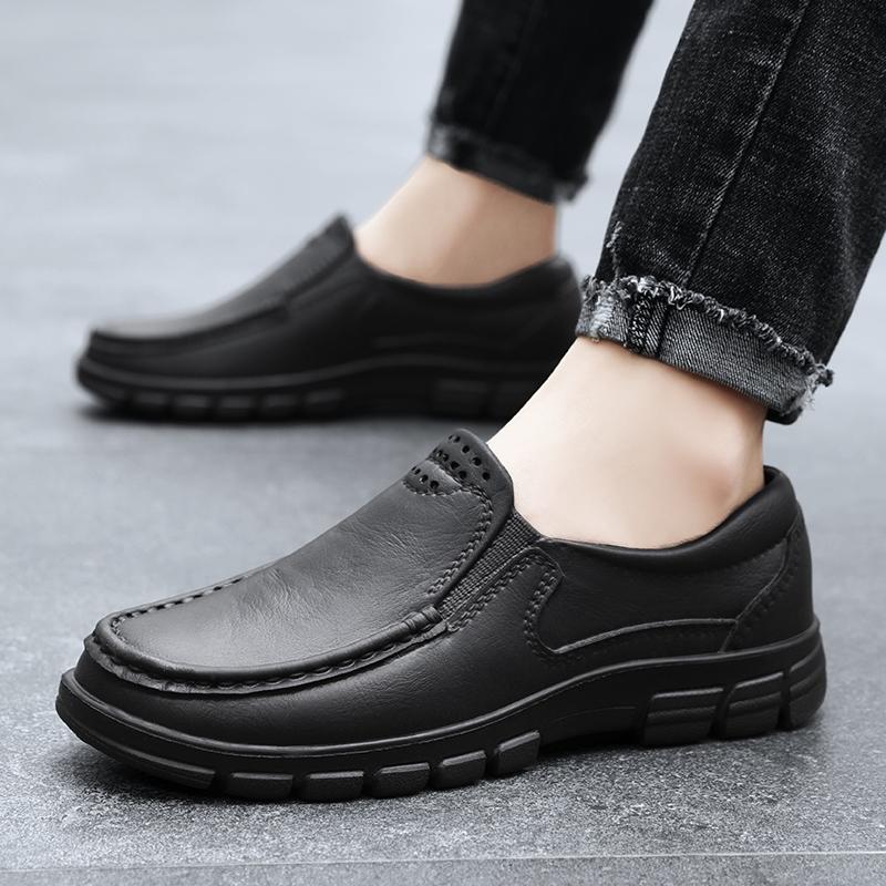 Men's Large-Size Non-Slip Driving & Chef Shoes, Casual Slip-On Leather ...