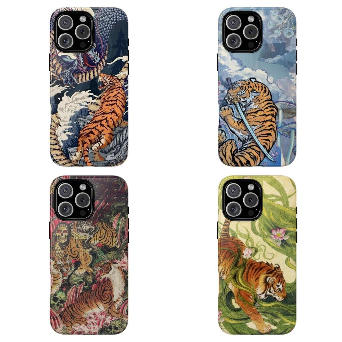 Vintage Chinese Tigers Phone Case-Japanese Traditional Art Print Big ...