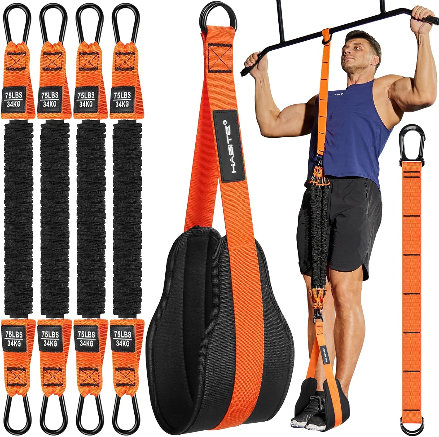 Heavy Duty Pull Up Assist Bands Kit for Men & Women, Stackable Latex ...