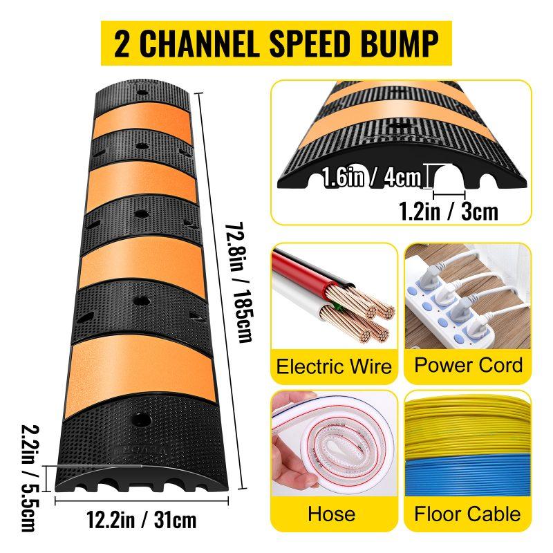 fathersdaygift VEVOR Rubber Speed Bump, 1 Pack 2 Channel Speed Bump ...